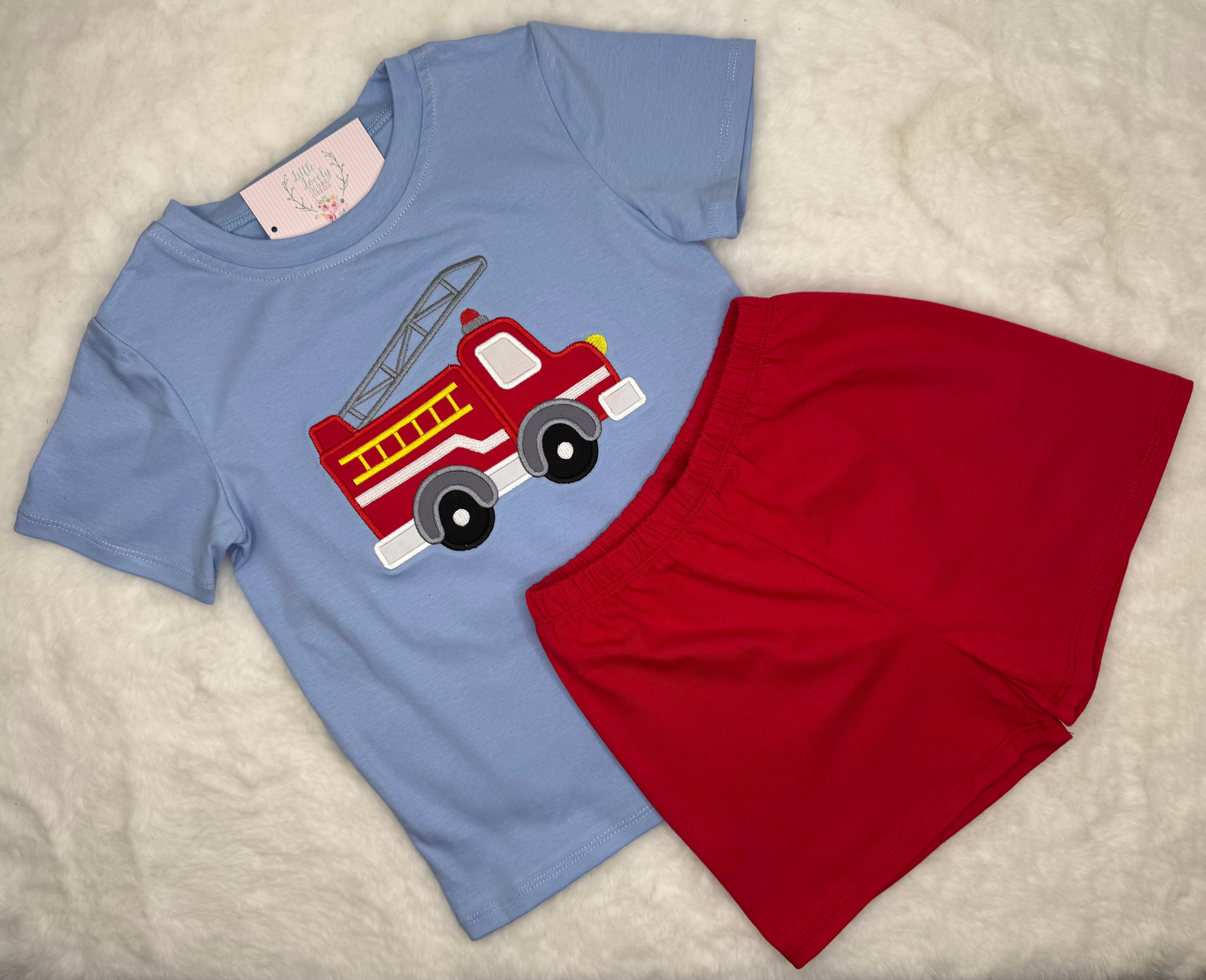 Fire Engine Boys Short Set – Little Lovely Clothing Company